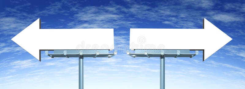 Two Options with Blank Road Signs Stock Illustration - Illustration of ...