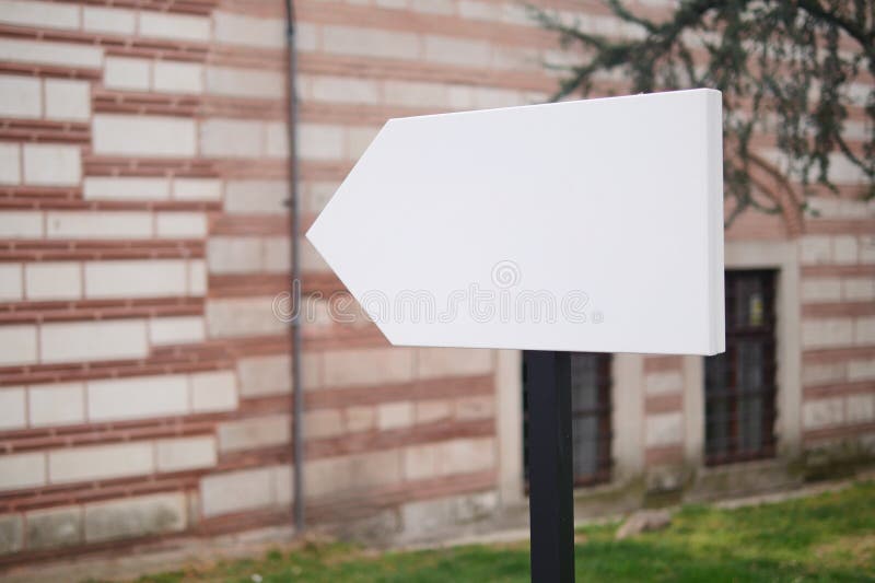 Blank Directional Sign Outside Historical Building Stock Photo - Image ...
