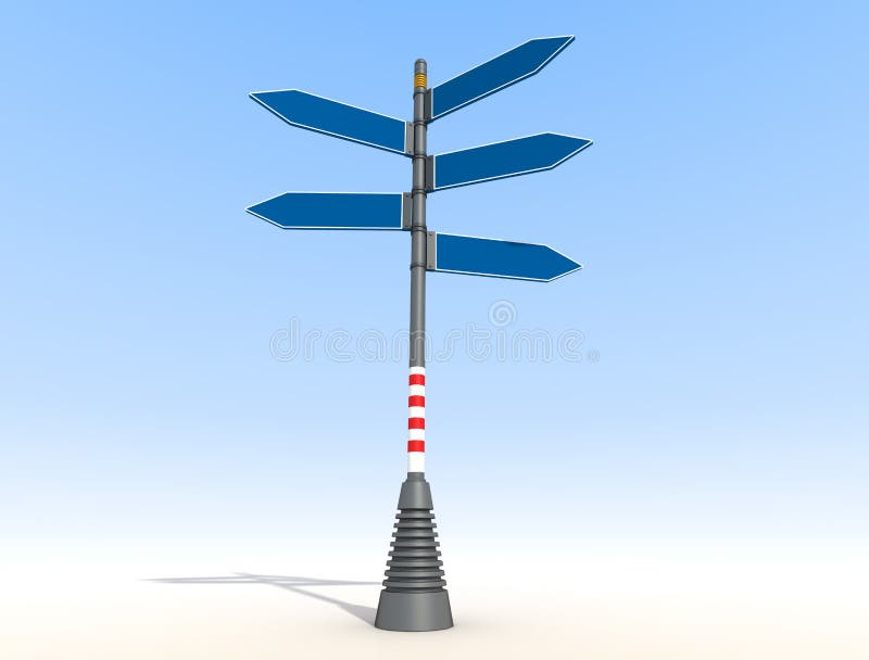 White Directional Sign Post Stock Illustration - Illustration of ...