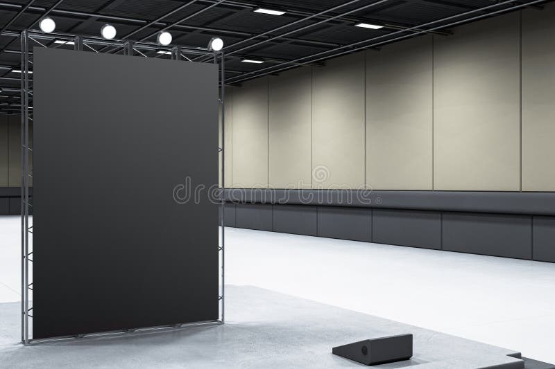 Blank Display Wall in an Exhibition Hall with Spotlighting and Modern ...