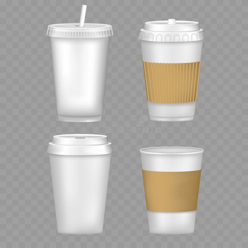 Blank Disposable Coffee Cups Set Mockup. Vector Stock Vector ...