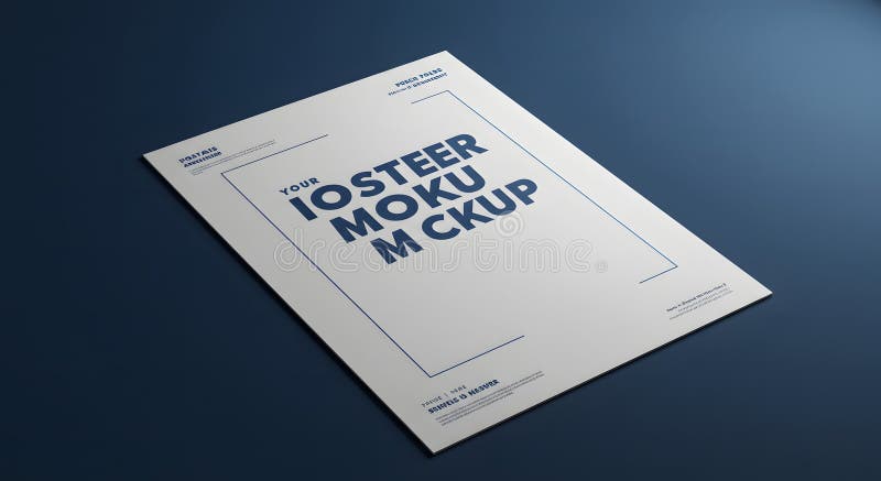 Blank Document Display on Dark Blue Background Simple Mockup Style ...