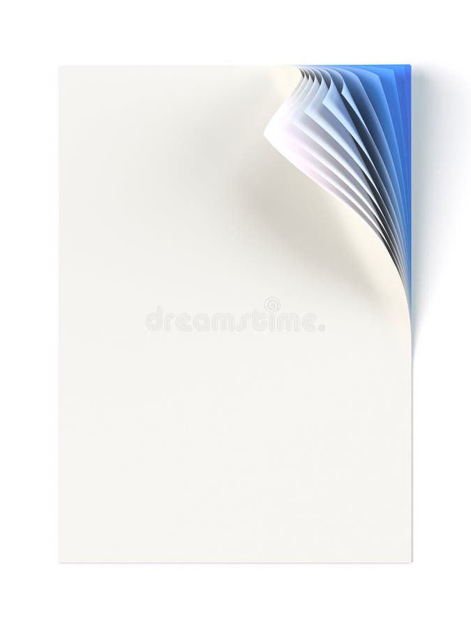 Blank Document Mock Up with Blue Monochrome Curled Corner Stock ...