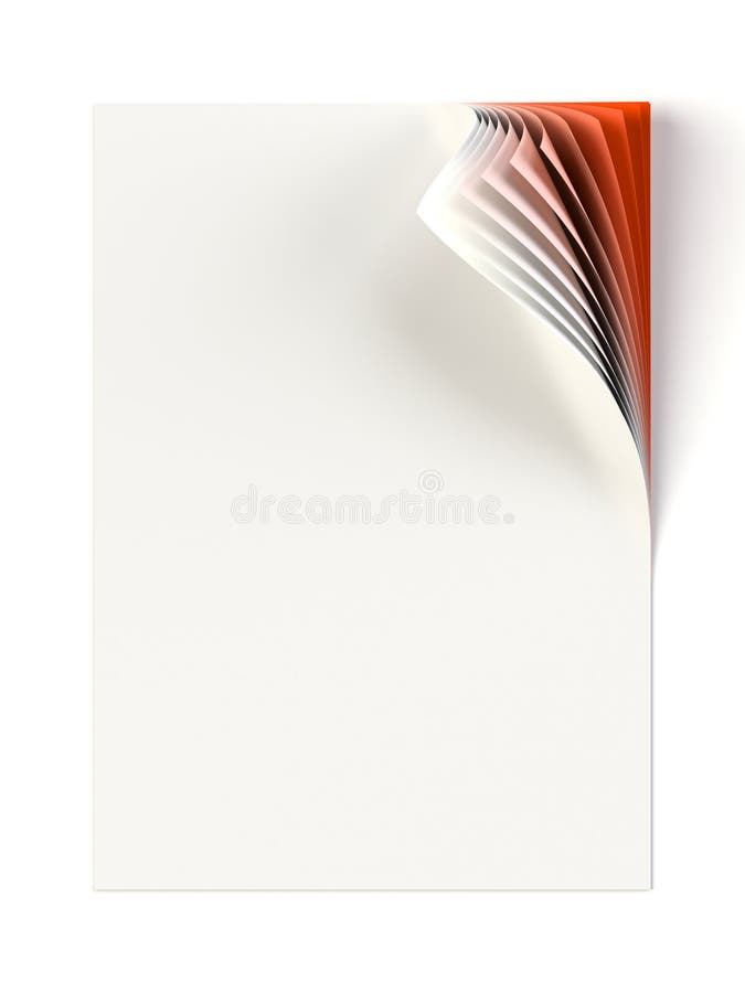 Blank Document Mock Up with Red Monochrome Curled Corner Stock ...