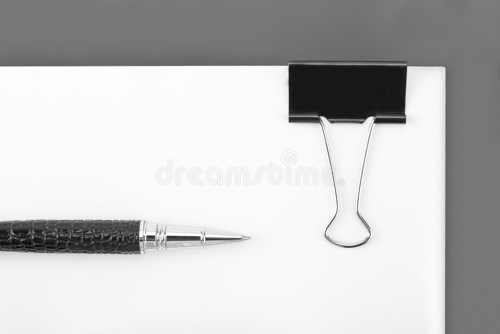 Blank Document with Paper Clip Stock Photo - Image of leather, document ...