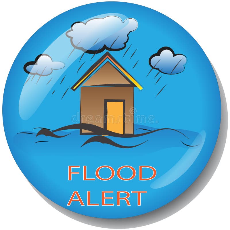 Flood Alert and Warning Sign Pin Stock Vector - Illustration of ...