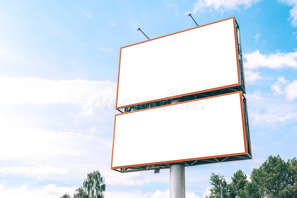 Blank Double Mockups, Billboard on Sky Background Stock Image - Image ...