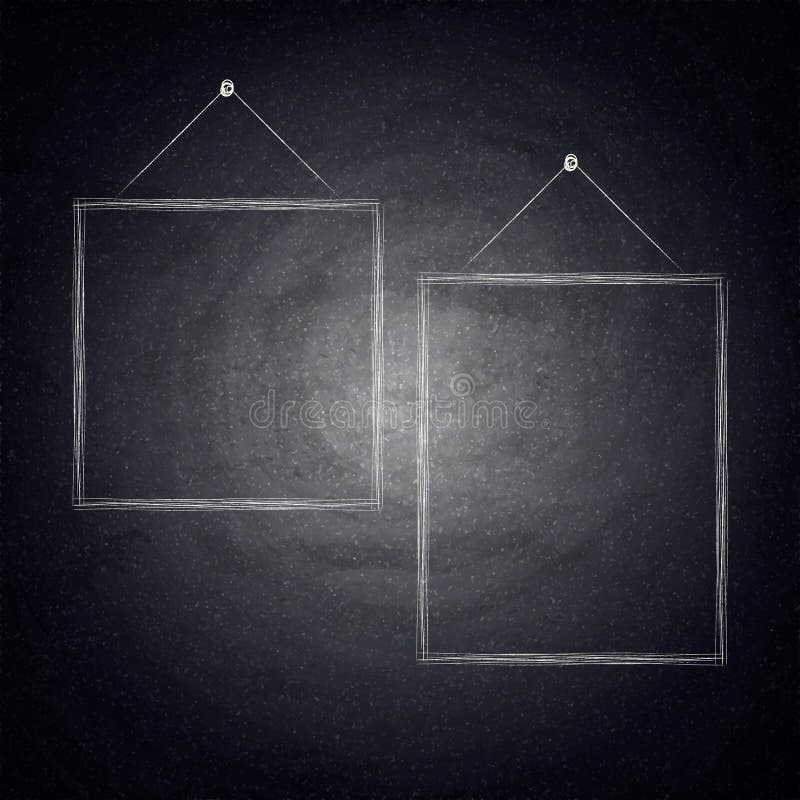 Blank Drawing Empty Frames on Chalkboard Background Stock Image - Image ...