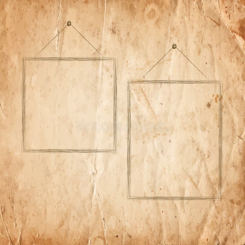 Blank Drawing Empty Frames on Old Paper Background Stock Illustration ...