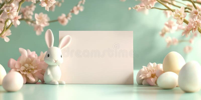Blank Easter Card with Textured Surface Featuring Bunny and Spring ...