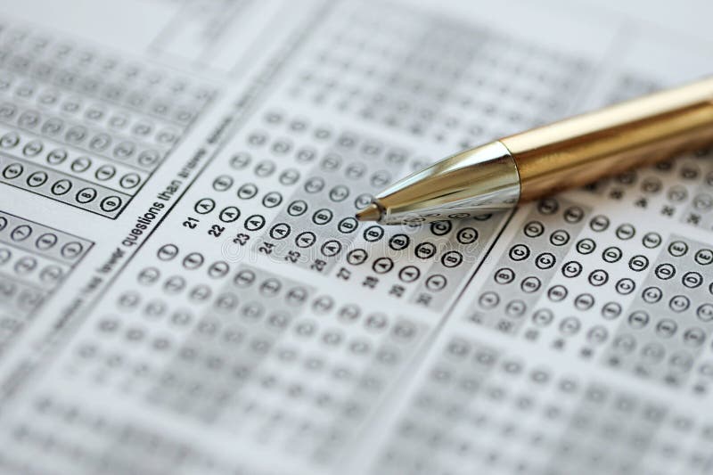 Blank Educational Test for Students Lies on Table in Classroom with Pen ...