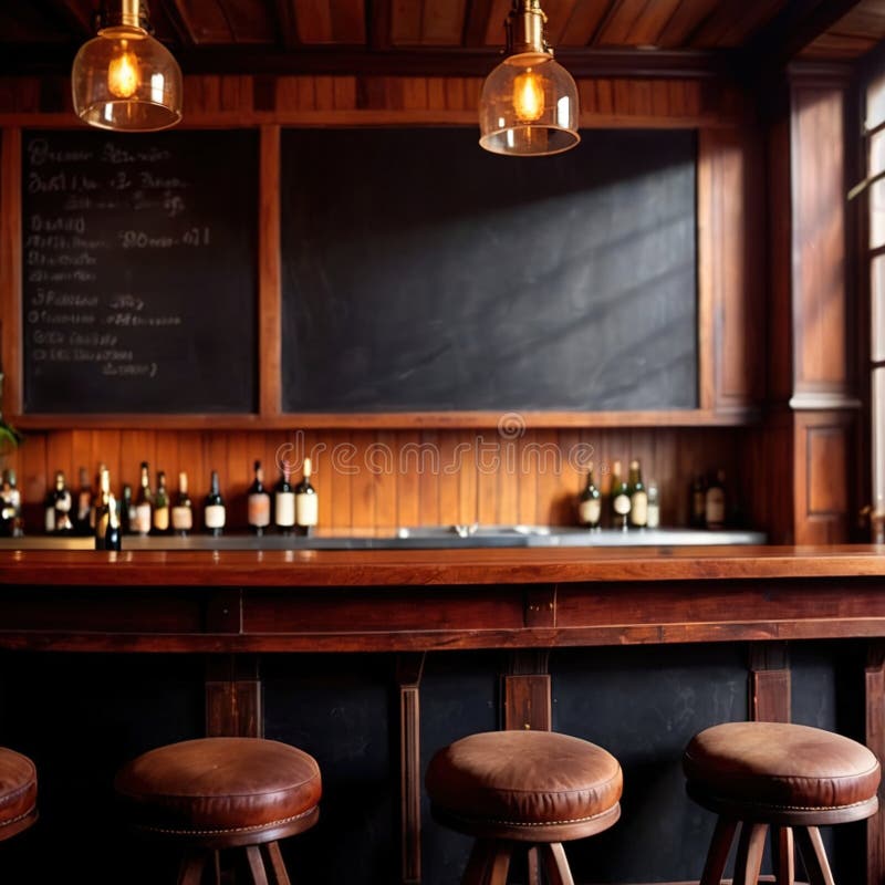 Blank, Empty Blackboard Sign on Wall Behind Bar in Restaurant Stock ...