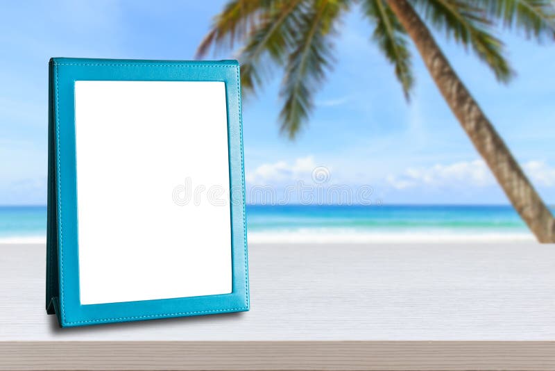 Empty Blue Brochure Put on Wooden Table for Text, Menu or Advert Stock ...