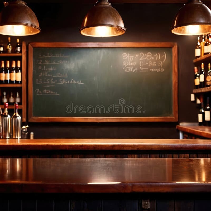 Blank, Empty Blackboard Sign on Wall Behind Bar in Restaurant Stock ...