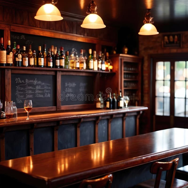 Blank, Empty Blackboard Sign on Wall Behind Bar in Restaurant Stock ...