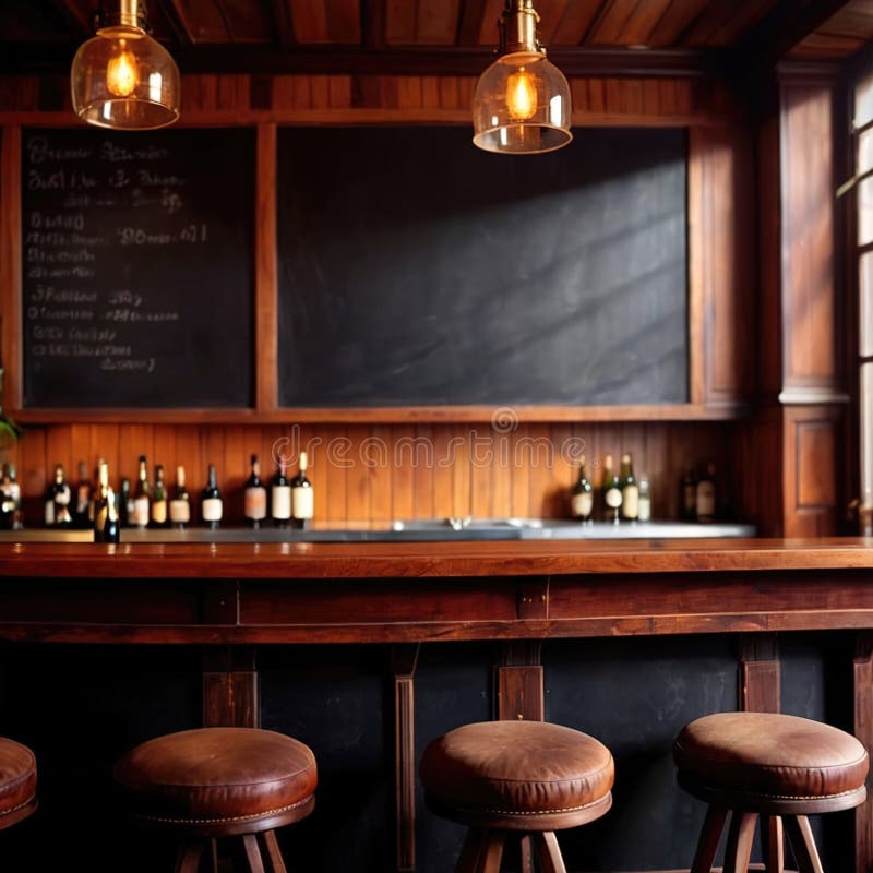 Blank, Empty Blackboard Sign on Wall Behind Bar in Restaurant Stock ...