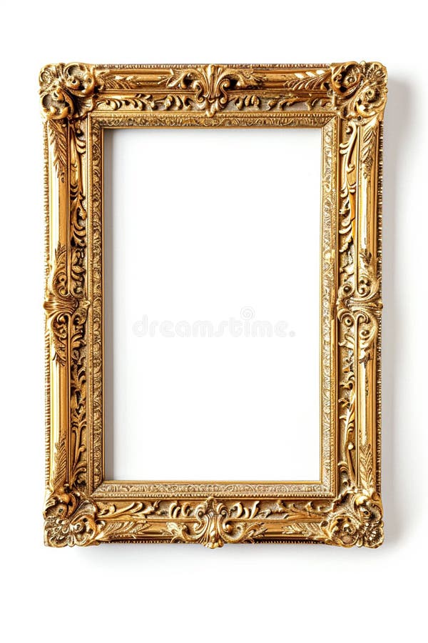 Blank Empty 2:3 Gold Picture Frame Isolated on White Background Stock ...