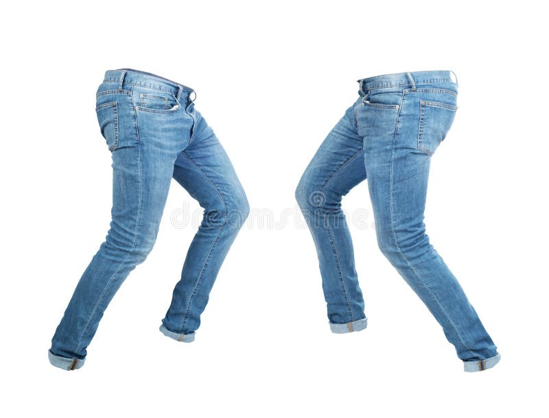Blank Empty Jeans Pants Leftside and Rightside in Moving Stock Photo ...