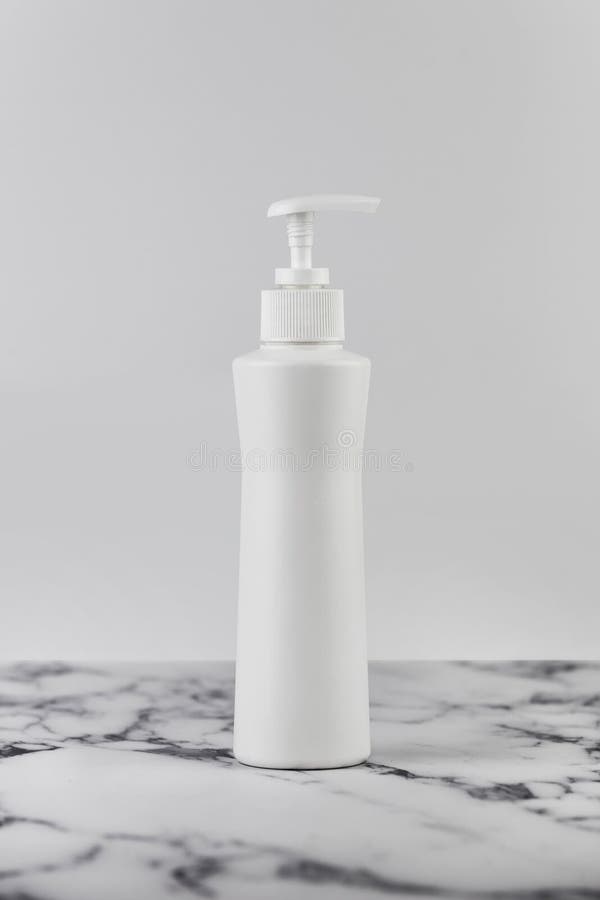 Cosmetic Bottle on White Background. White Plastic Bottle of Shampoo or ...