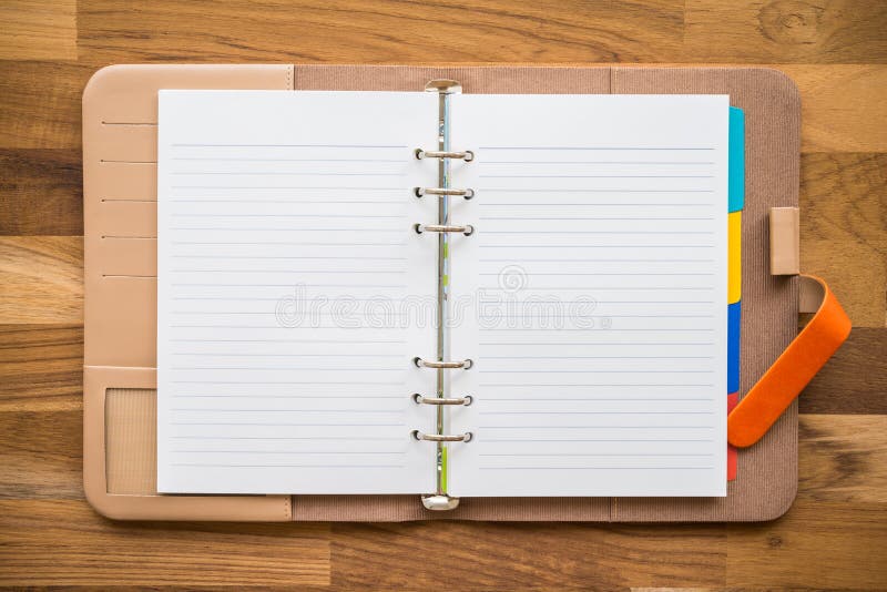 Blank Empty Notepad on Wooden Table Stock Photo - Image of line, diary ...
