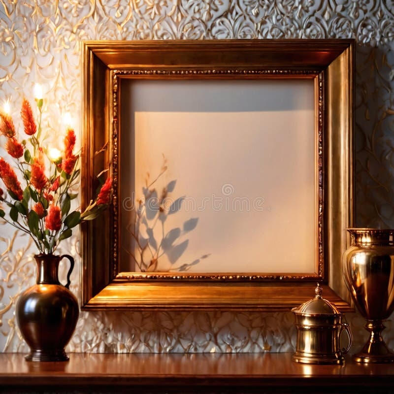 Blank, Empty, Picture Frame Written Message, Hung on Living Room Wall ...