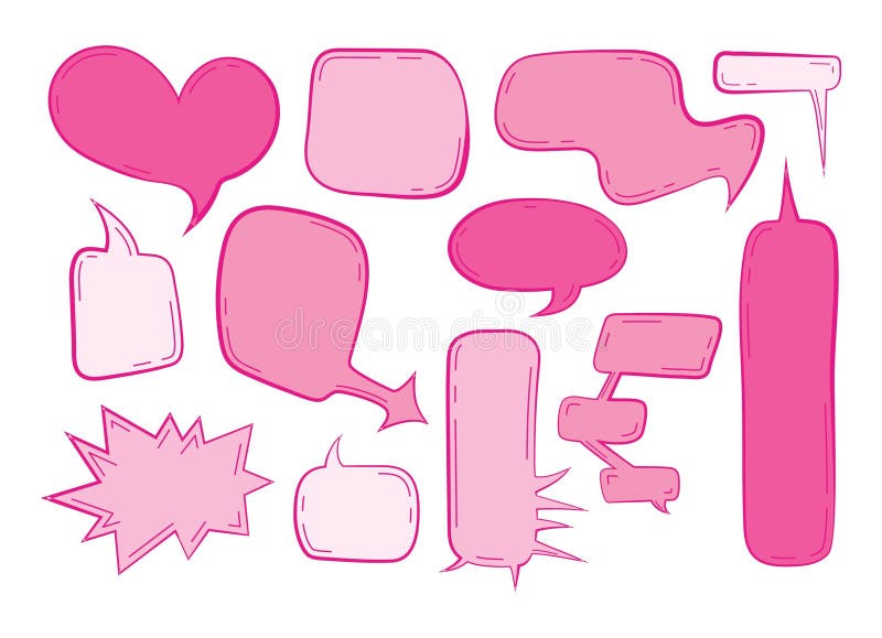 Blank Empty Pink Speech Bubbles Vector Set. Communication. Talk. Symbol ...