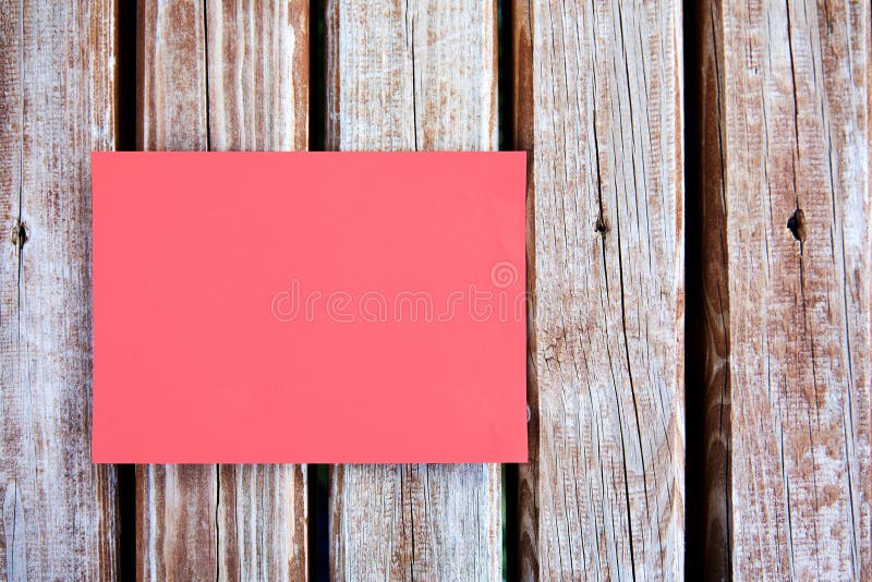 Blank Empty Red Paper Sign or Note Mock Up on a Wooden Table Stock ...