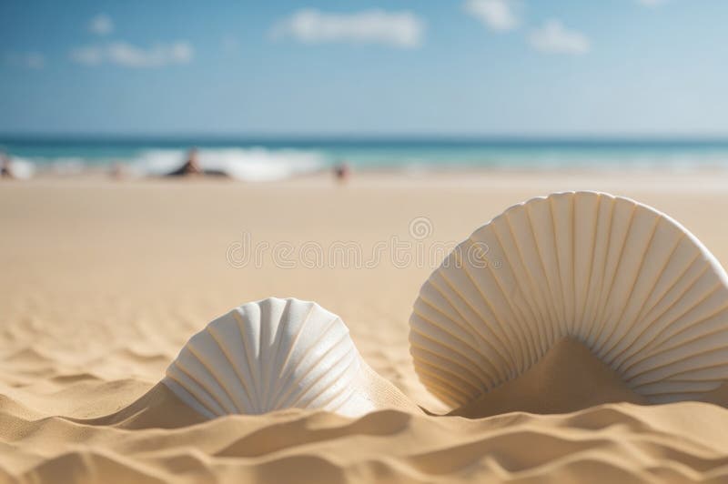 Blank Empty Shells Mockup in Sand Beach for Product Presentation and ...