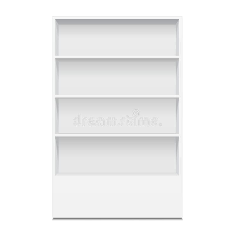 Blank Empty Showcase Display with Retail Shelves. 3D. Front View. Mock ...