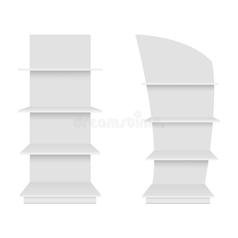 Shelves Front View on White Background. 3d Rendering Stock Illustration ...