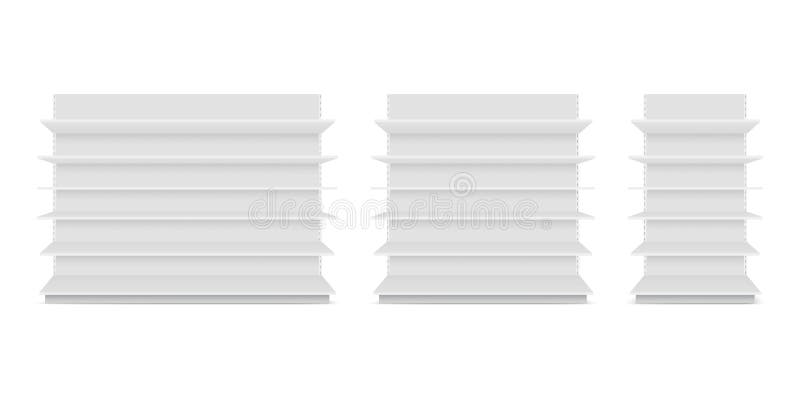 Shelves Front View on White Background. 3d Rendering Stock Illustration ...