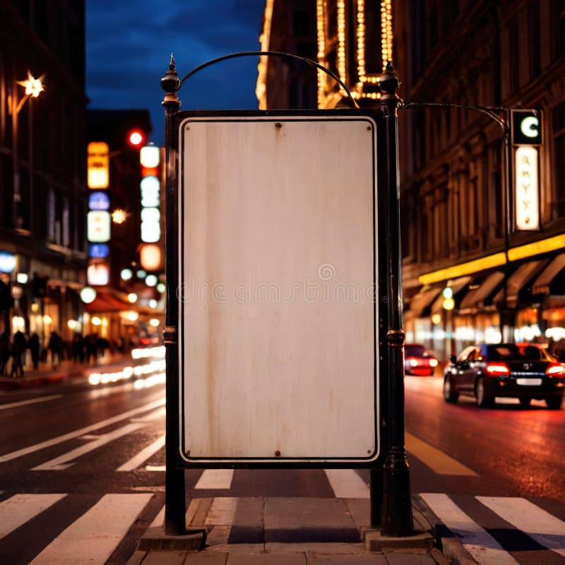 Blank, Empty, Street Traffic Sign on Road Stock Illustration ...