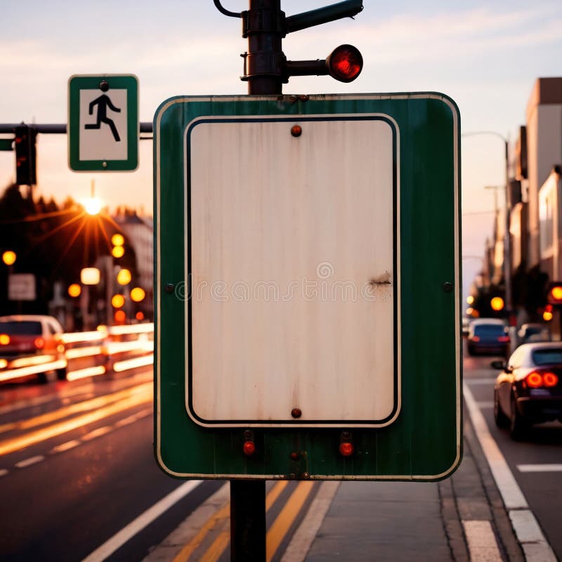 Blank, Empty, Street Traffic Sign on Road Stock Illustration ...