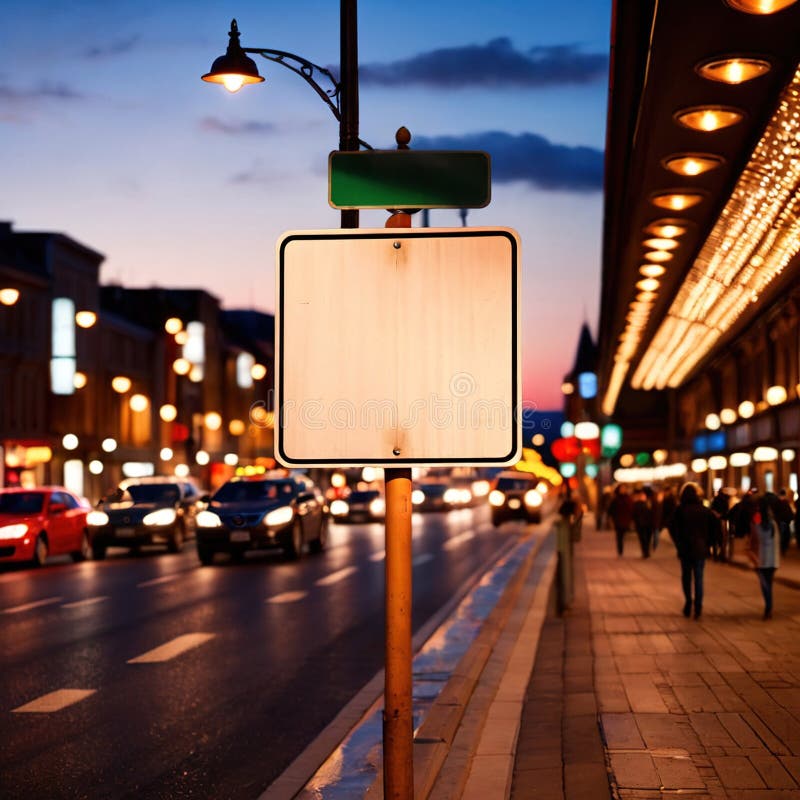 Blank, Empty, Street Traffic Sign on Road Stock Illustration ...