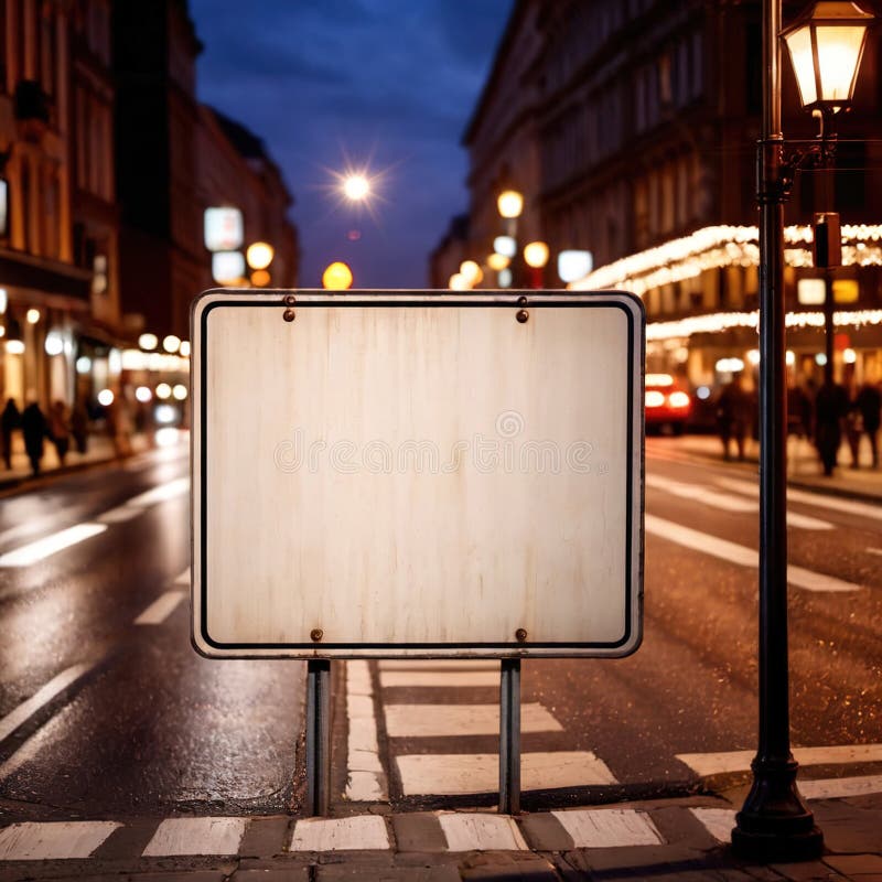 Blank, Empty, Street Traffic Sign on Road Stock Illustration ...