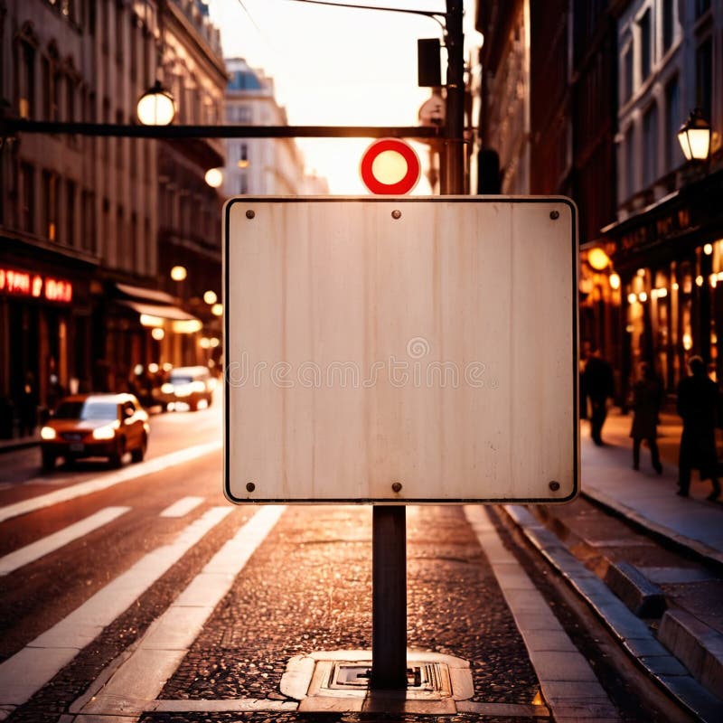 Blank, Empty, Street Traffic Sign on Road Stock Illustration ...