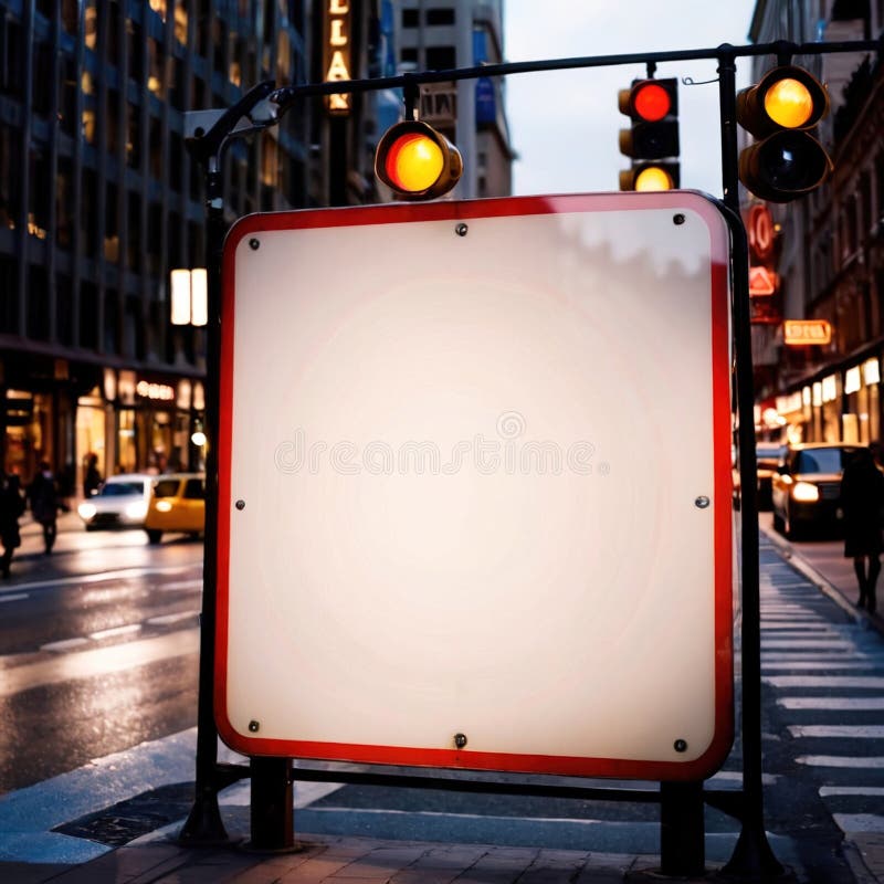 Blank, Empty, Street Traffic Sign on Road Stock Illustration ...