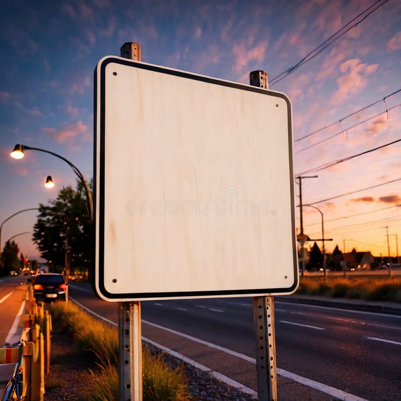 Blank, Empty, Street Traffic Sign on Road Stock Illustration ...