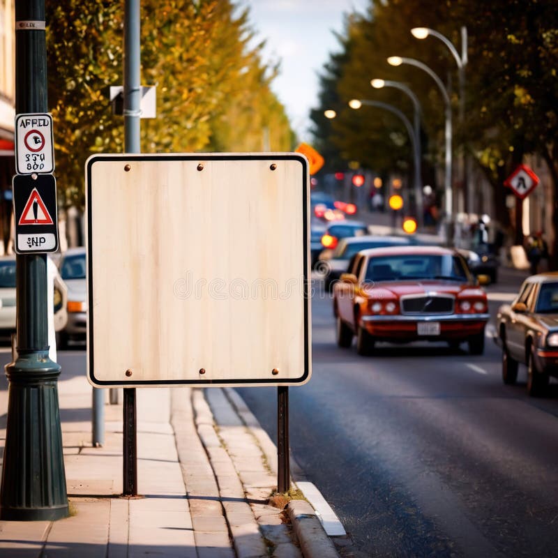 Blank, Empty, Street Traffic Sign on Road Stock Illustration ...