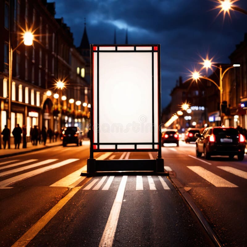 Blank, Empty, Street Traffic Sign on Road Stock Illustration ...