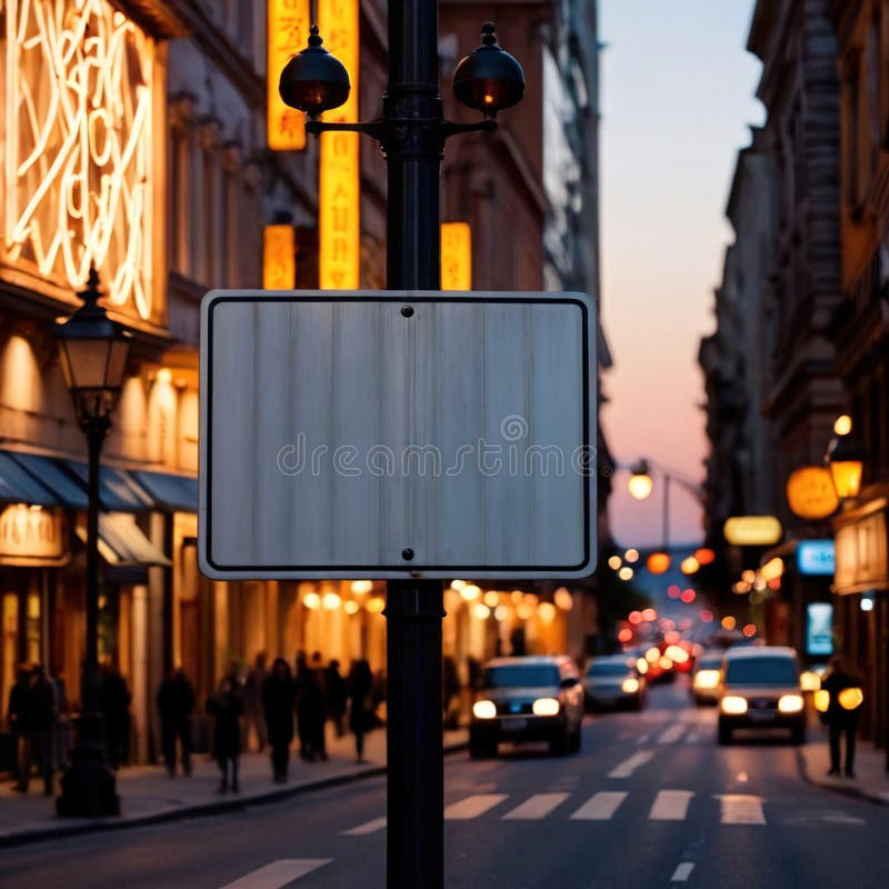 Blank, Empty, Street Traffic Sign on Road Stock Illustration ...