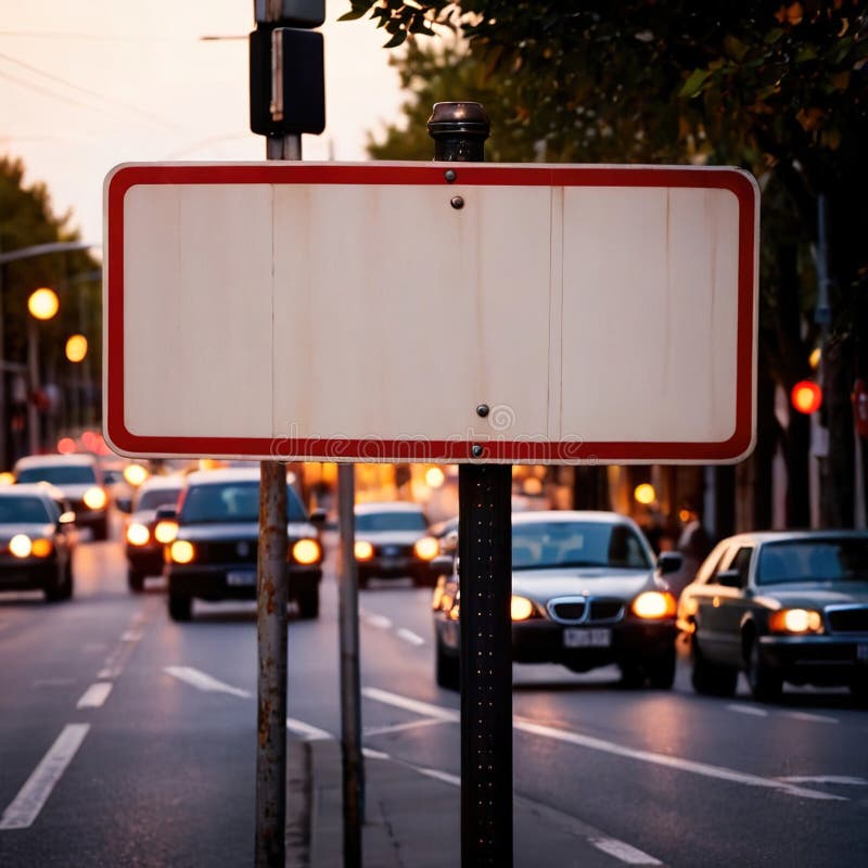 Blank, Empty, Street Traffic Sign on Road Stock Illustration ...