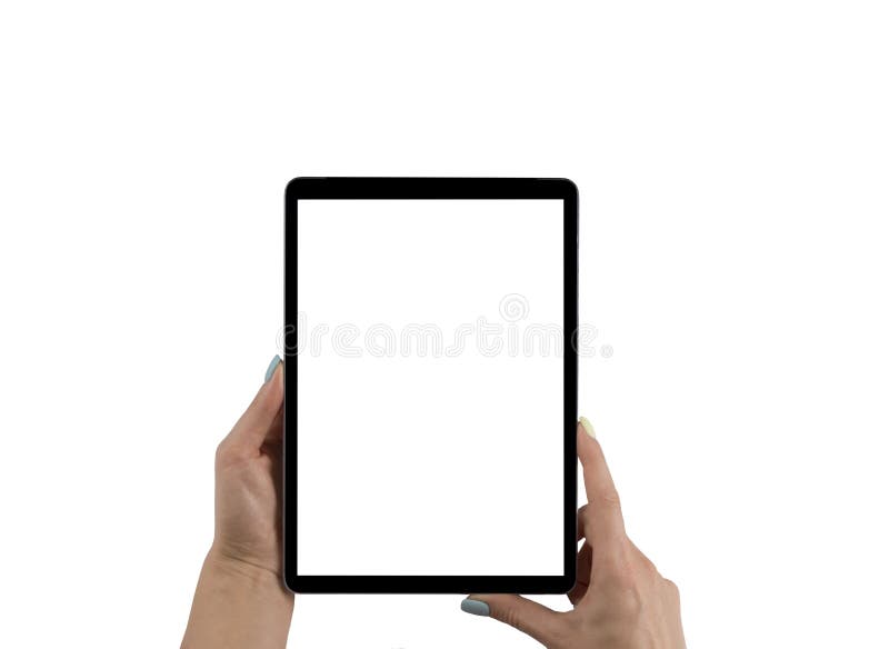 Tablet Computer with Blank Screen Mock Up Isolated on White Background ...