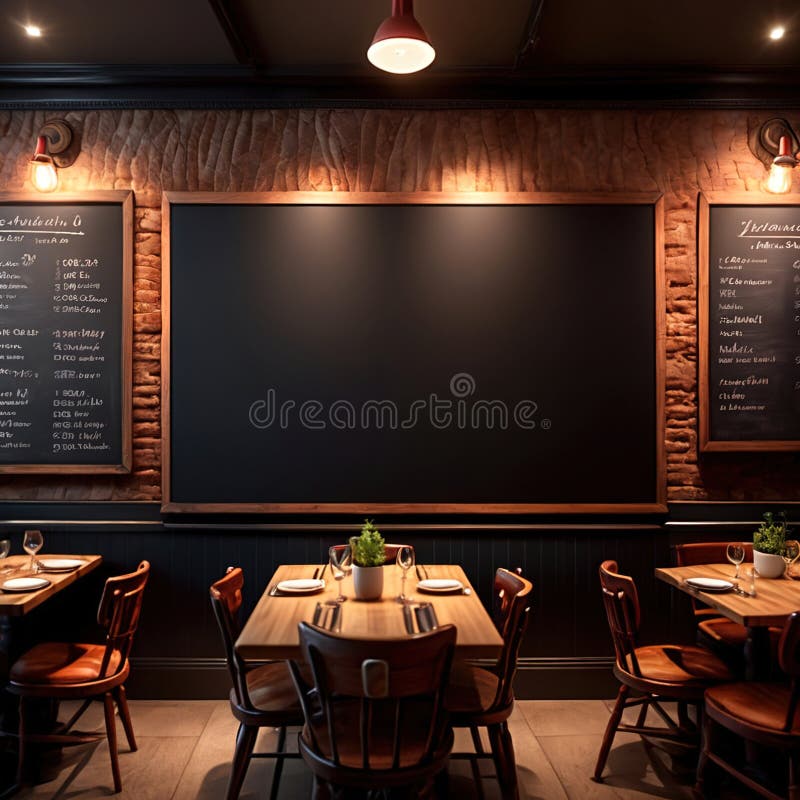 Blank, Empty Wall Blackboard Sign in Restaurant Stock Image - Image of ...