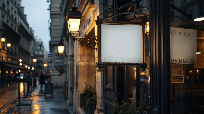 Blank Empty White Signboard on Mockup City Shop Wall. Generative AI ...