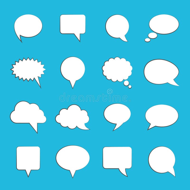Blank Empty White Speech Bubbles on Blue Stock Vector - Illustration of ...