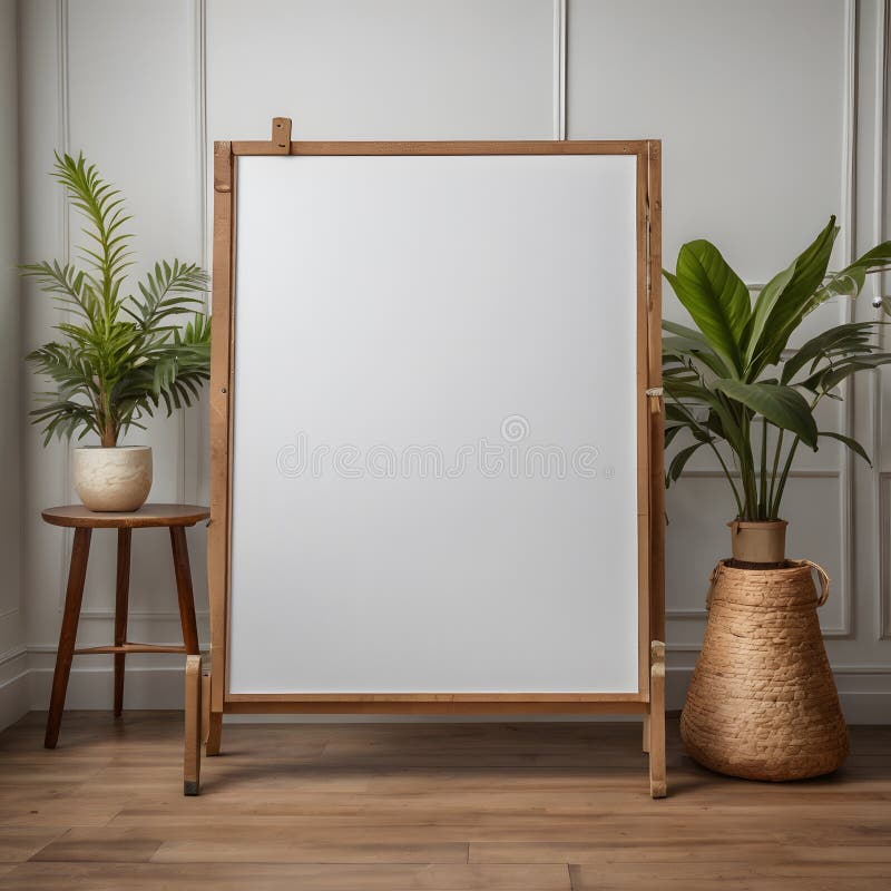 Empty Classroom School Whiteboard with an Easel Stock Illustration ...