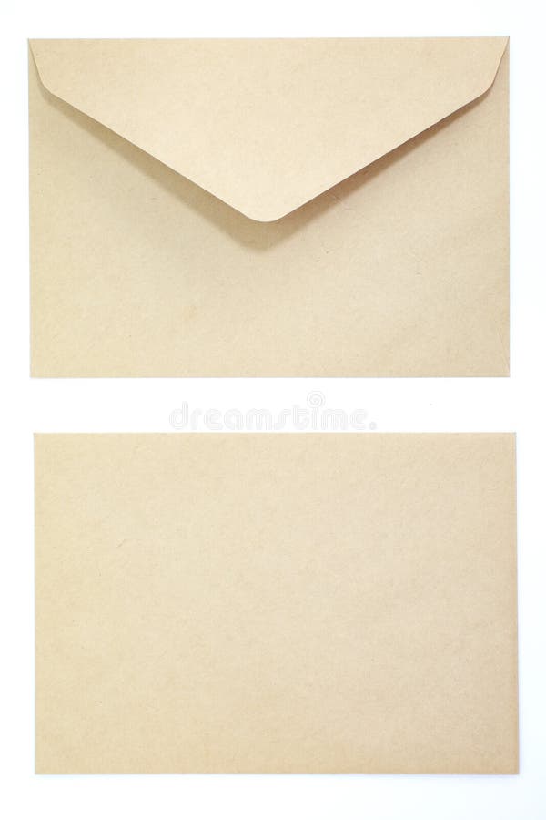 Brown Envelope Front and Back Isolate on White Background, Clipping ...
