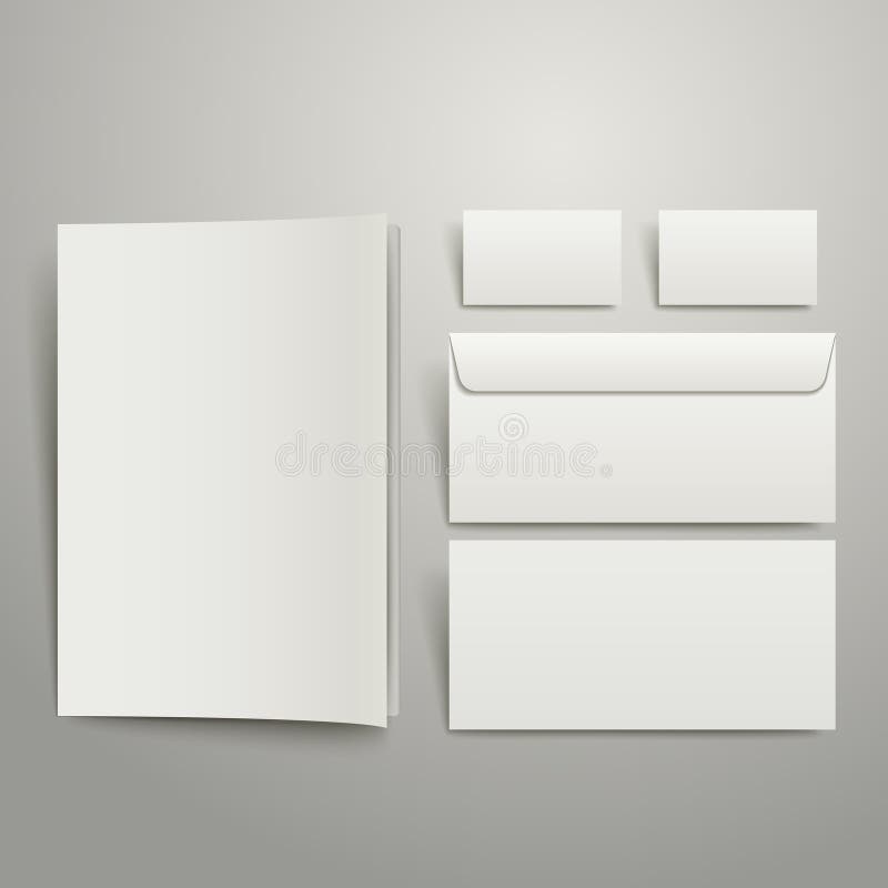 Blank Envelopes Business Card and Folder Stock Vector - Illustration of ...