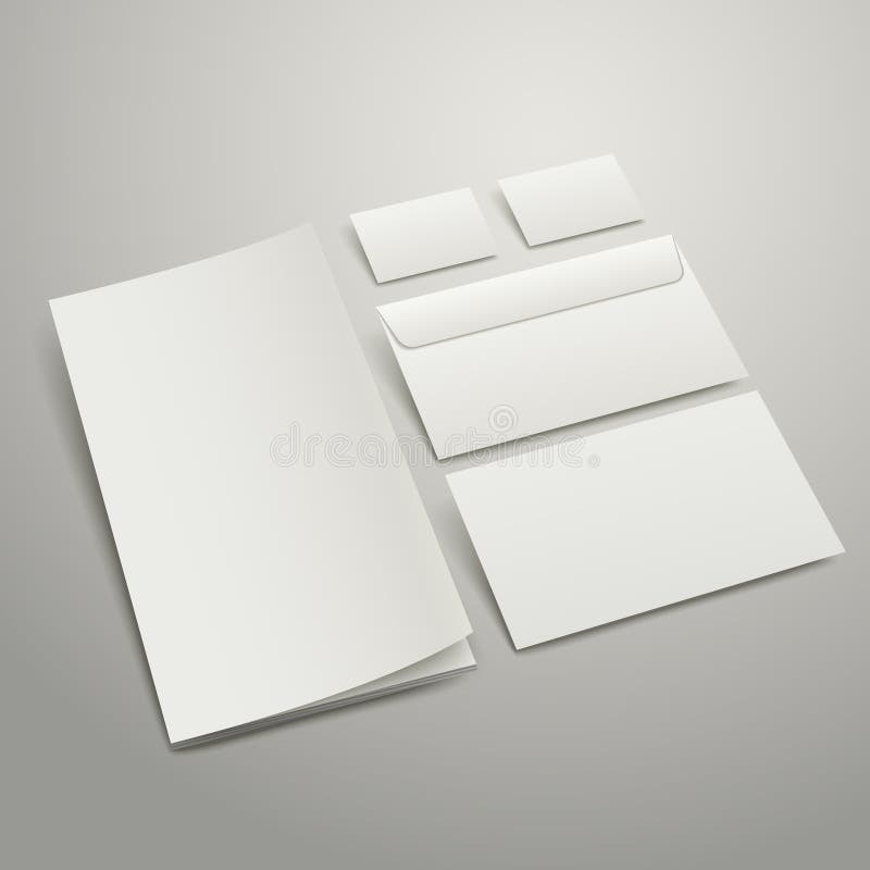 Blank Envelopes Business Card and Folder Stock Vector - Illustration of ...